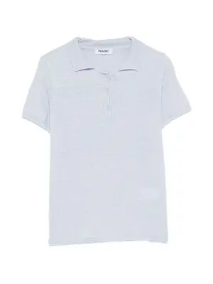 BASE Linen And Cotton Blend Polo Shirt - Azzurro