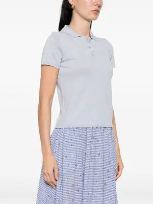 BASE Linen And Cotton Blend Polo Shirt - Azzurro
