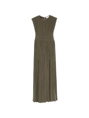 Zimmermann Luna Pleated Column Maxi Dress - Verde