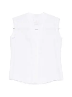 TRAME AUREE Sleeveless V-neck Linen Blouse