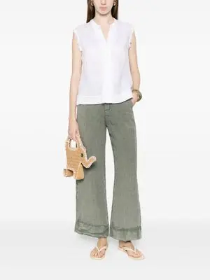 TRAME AUREE Sleeveless V-neck Linen Blouse