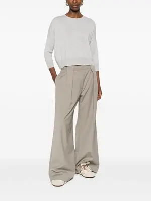 BASE Linen And Cotton Blend Sweater - Grigio