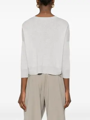 BASE Linen And Cotton Blend Sweater - Grigio