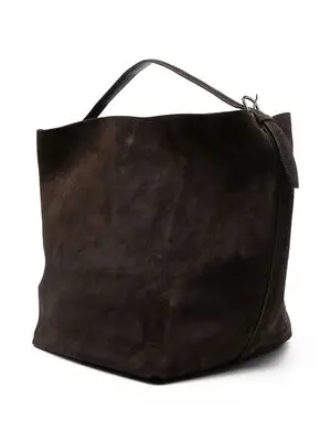 TOTEME Belted Suede Leather Tote - Marrone