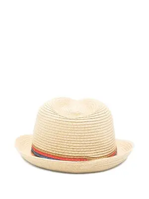 Paul Smith Straw Hat With Striped Detail - Beige