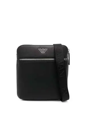 Emporio Armani Leather Crossbody Bag With Logo Strap