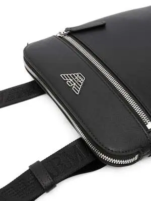 Emporio Armani Leather Crossbody Bag With Logo Strap