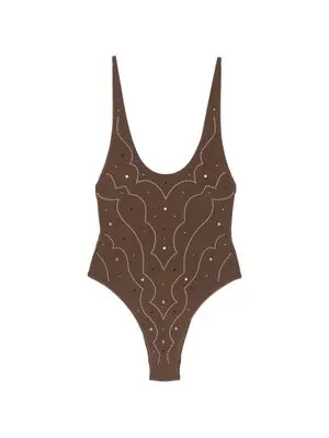 VENUJA Embellished One Piece Swimsuit - Marrone