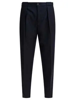 BRIGLIA 1949 Wool Cashmere Pinstriped Slim Fit Trousers - Blue
