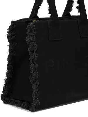 Pinko Tote Bag With Frayed Trim - Black