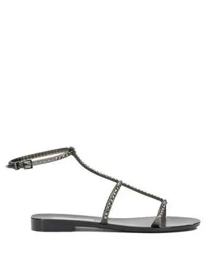 Menghi James Jelly" Embellished Flat Sandals - Black