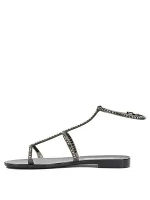 Menghi James Jelly" Embellished Flat Sandals - Black