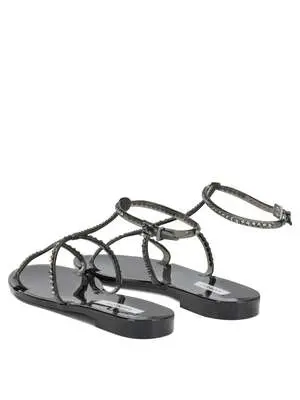 Menghi James Jelly" Embellished Flat Sandals - Black