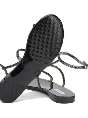 Menghi James Jelly" Embellished Flat Sandals - Black