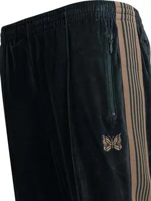 Needles Velvet Sport Pants With Embroidered Logo - Blue