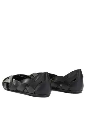 DEL CARLO Woven Leather Ballerinas - Black