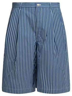 Comme Des Garçons Striped Cotton Pleated Shorts