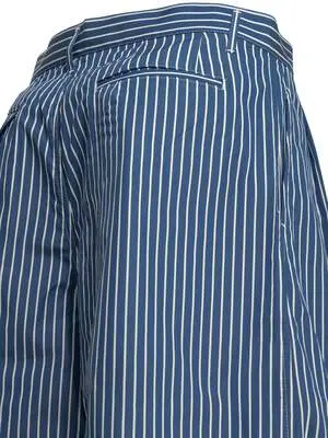Comme Des Garçons Striped Cotton Pleated Shorts