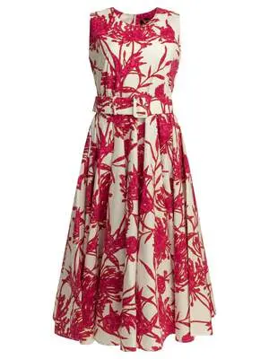 Samantha Sung Printed Belted Midi Dress