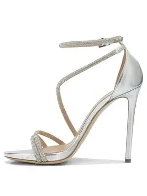 NINALILOU Embellished Leather High Heel Sandals