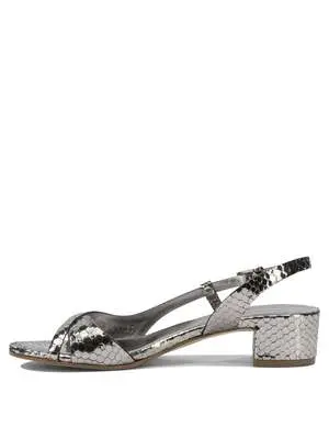 DEL CARLO Strappy Low Heel Sandals - Silver