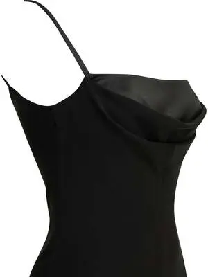 Max Mara Sheath Midi Dress With Draped Neckline - Black