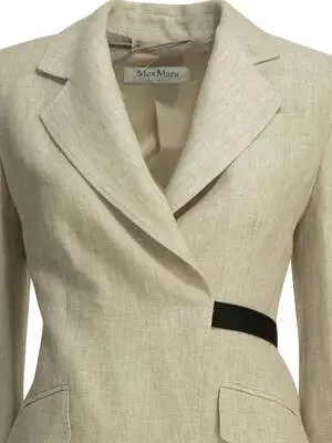 Max Mara Linen Double-breasted Blazer With Asymmetrical Closure - Beige