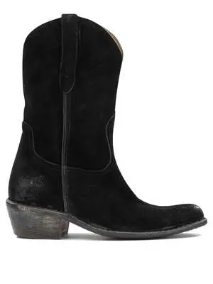 Moma Dallas Suede Cowboy Boots - Black