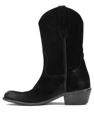 Moma Dallas Suede Cowboy Boots - Black