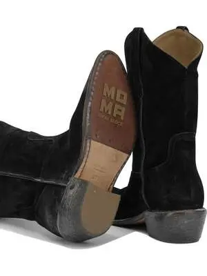 Moma Dallas Suede Cowboy Boots - Black
