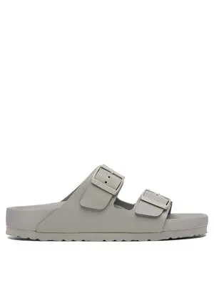 BIRKENSTOCK Arizona Leather Flat Sandals With Adjustable Straps - Grey