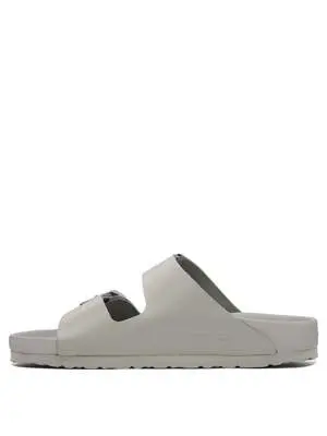 BIRKENSTOCK Arizona Leather Flat Sandals With Adjustable Straps - Grey