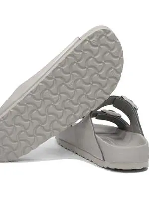 BIRKENSTOCK Arizona Leather Flat Sandals With Adjustable Straps - Grey