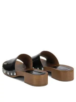 SUMMERY COPENHAGEN Cow Leather Sandals With Stud Detailing - Black