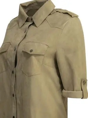SALVATORE SANTORO Suede Shirt With Classic Collar