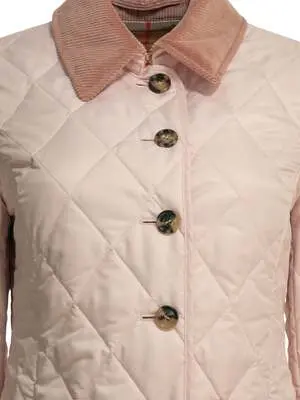 Burberry Quilted Jacket With Corduroy Collar - Pink