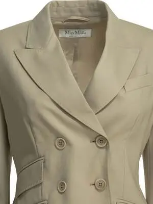 Max Mara Double Breasted Peak Lapel Wool Blend Blazer