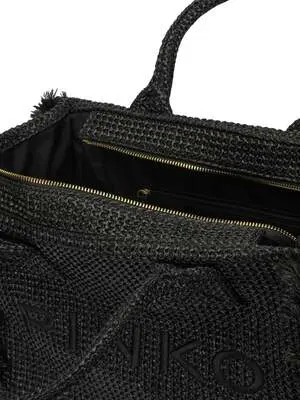 Pinko Woven Tote Bag With Fringe Detail - Black