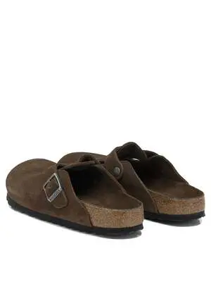 BIRKENSTOCK Boston Suede Sabot With Adjustable Buckle - Brown