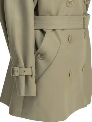 Max Mara Double-breasted Cotton Belted Cape Jacket - Beige