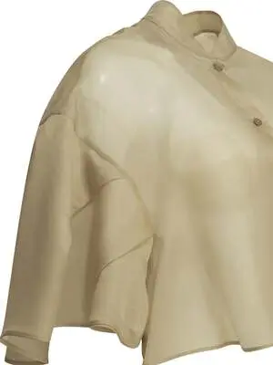 Max Mara Silk Organza Blouse With Ruffled Sleeves
