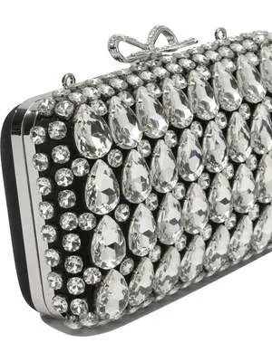 SELF-PORTRAIT Crystal Embellished Satin Clutch
