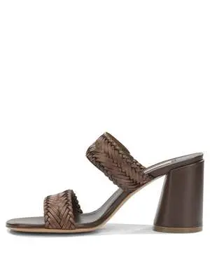 Casadei Braided Leather Block Heel Sandals