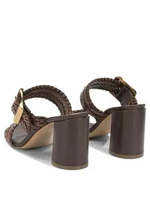 Casadei Braided Leather Block Heel Sandals