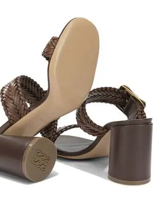 Casadei Braided Leather Block Heel Sandals