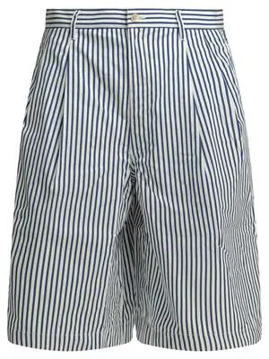 Comme Des Garçons Formal Striped Pleated Cotton Shorts - White