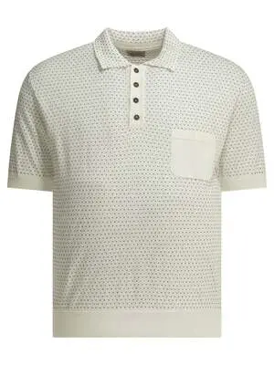 RAKKI Textured Knit Polo Shirt With Micro Geometric Pattern - White