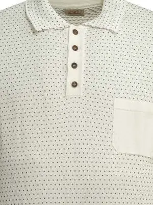 RAKKI Textured Knit Polo Shirt With Micro Geometric Pattern - White