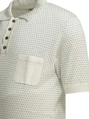 RAKKI Textured Knit Polo Shirt With Micro Geometric Pattern - White