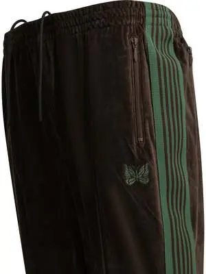 Needles Velour Track Pants With Embroidered Logo - Brown
